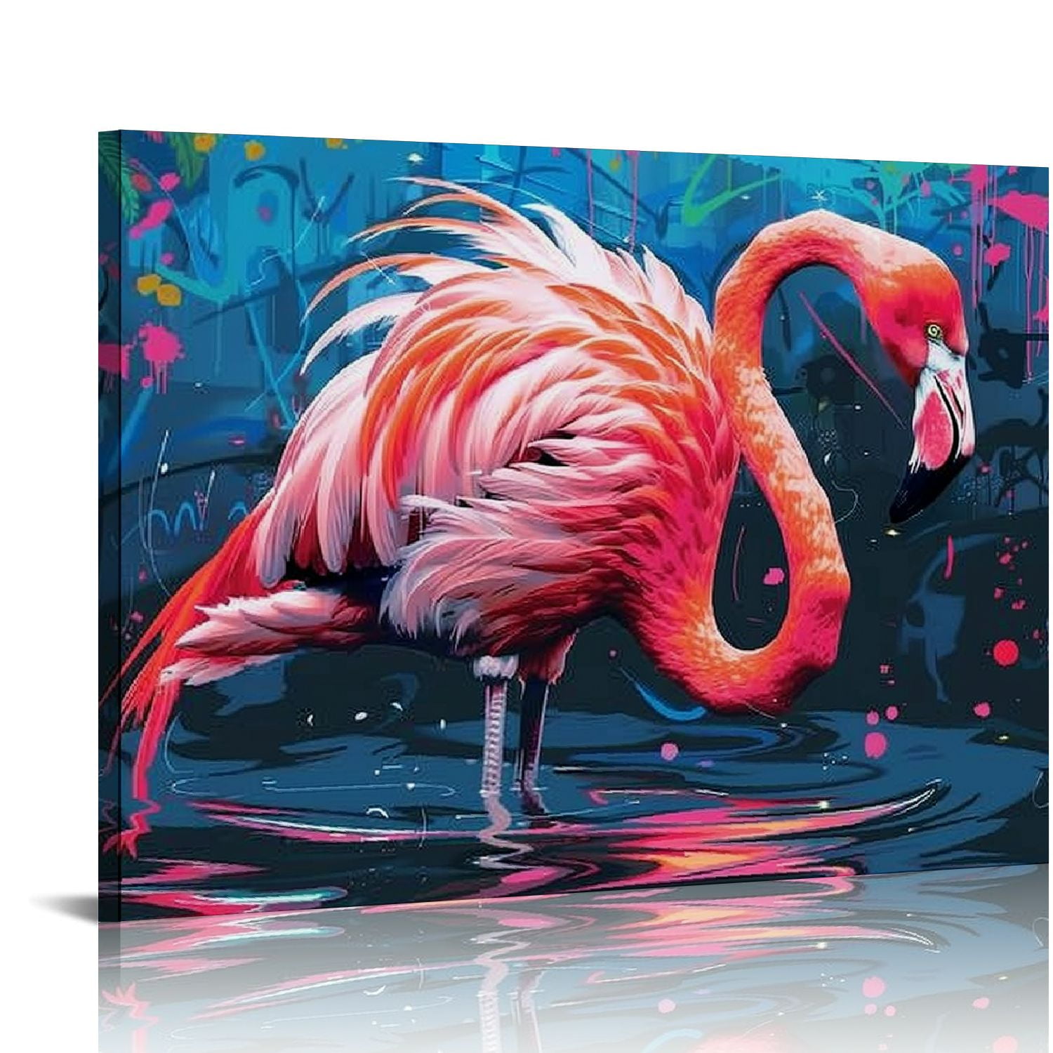 CANFLASHION Colorful Pink Flamingo Print on Canvas Wall Art Home Decor ... CANFLASHION Colorful Pink Flamingo Print on Canvas Wall Art Home Decor ...