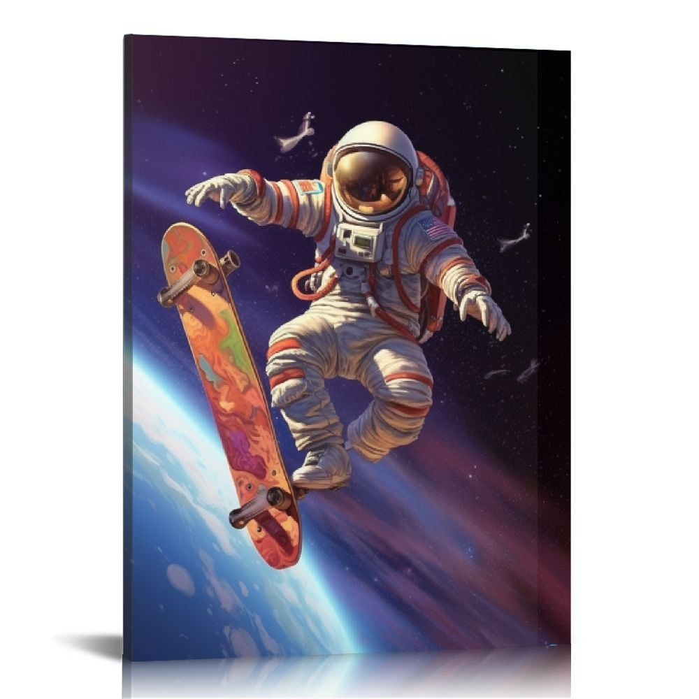 CANFLASHION Cool Spaceman Poster Starry Sky Canvas Wall Art Astronaut ...