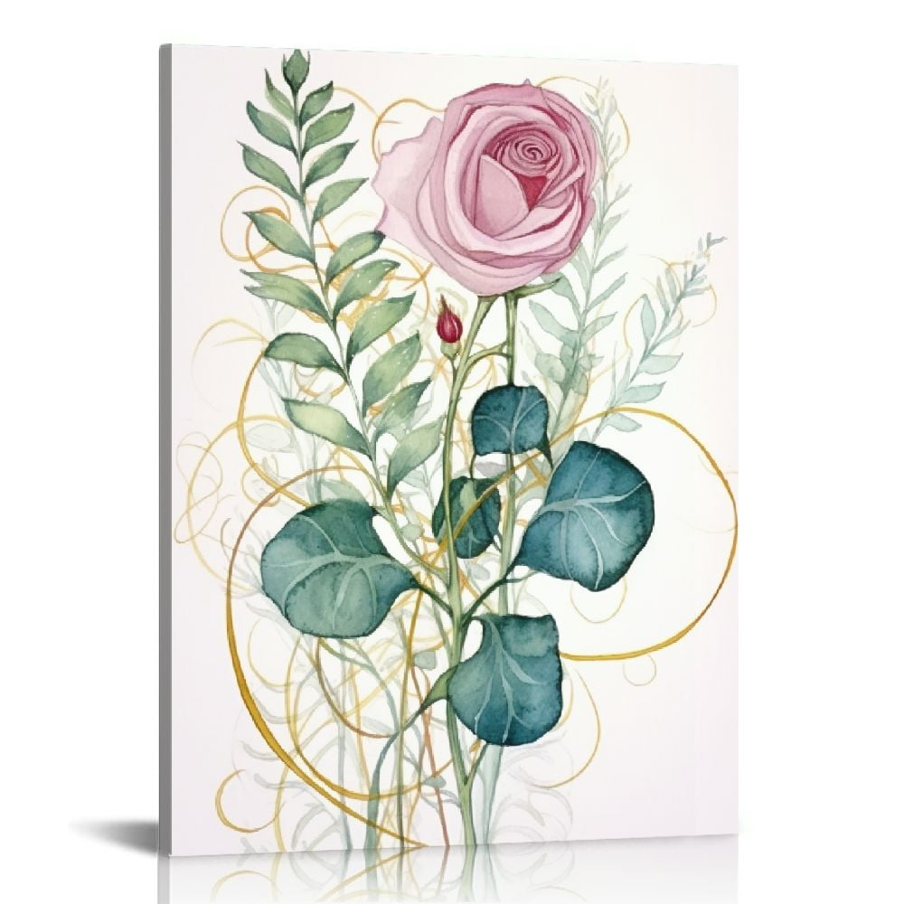 CANFLASHION Flowers Floral Wall Art Green Leaf Plants Canvas Botanical ...