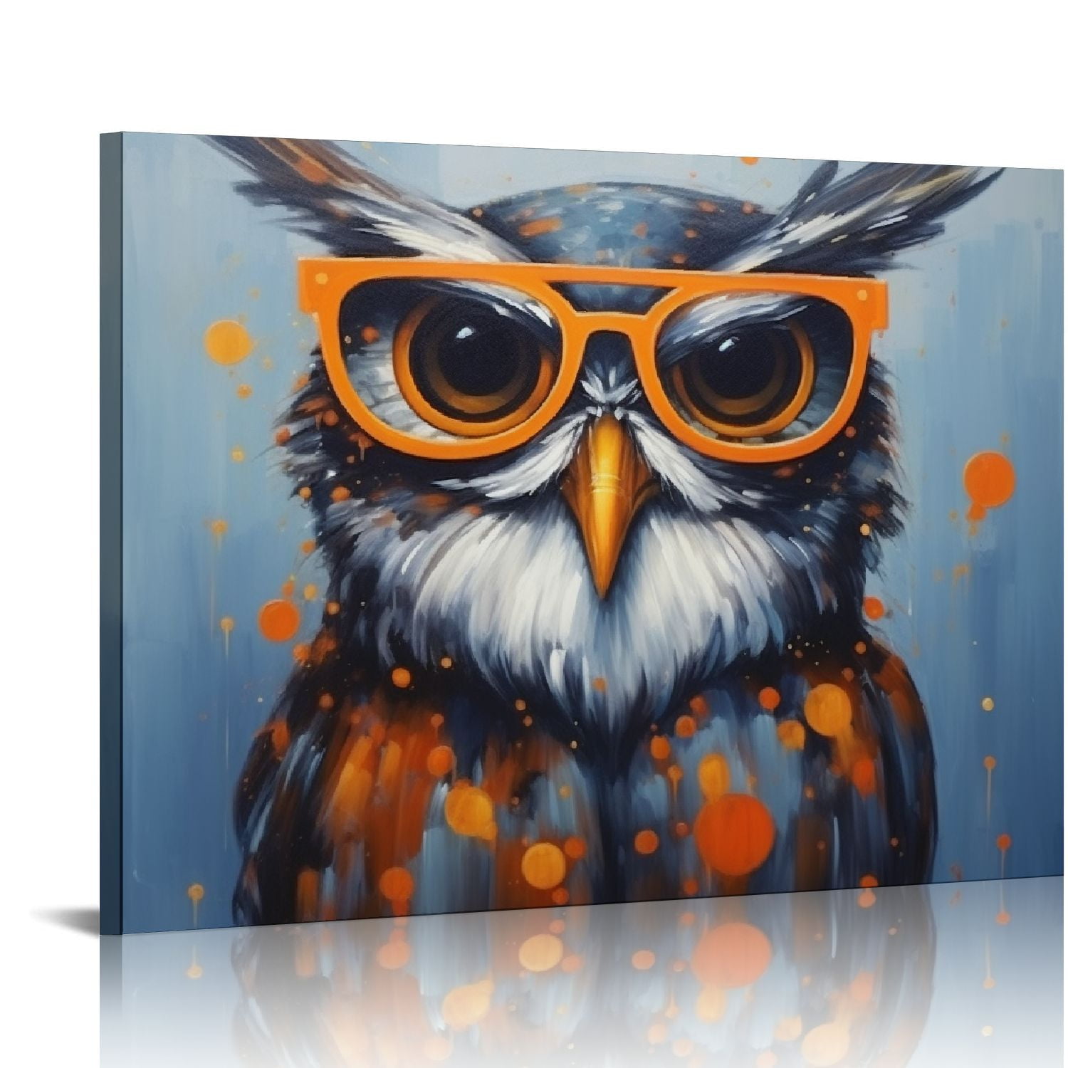 WENZZ Happy Owl Decor Owl Gifts Canvas Wall Art Wall Decor Funny Owl ...