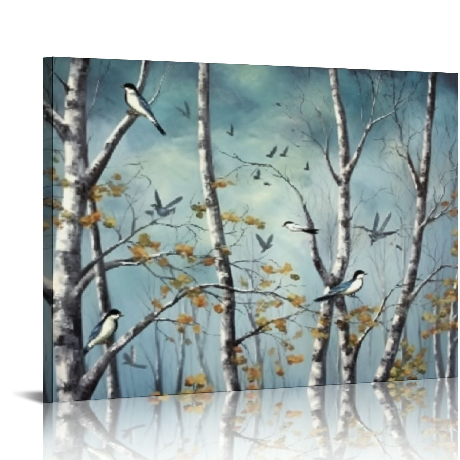 CANFLASHION Landscape Forest Canvas Wall Art Blue Bird on White Birch ... CANFLASHION Landscape Forest Canvas Wall Art Blue Bird on White Birch ...
