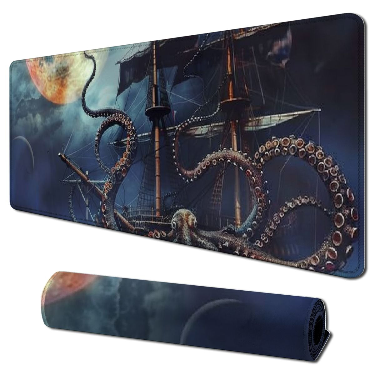 CANFLASHION Octopus Ship Full Moon Mouse Pad for Gamer/Desktop/Office ...