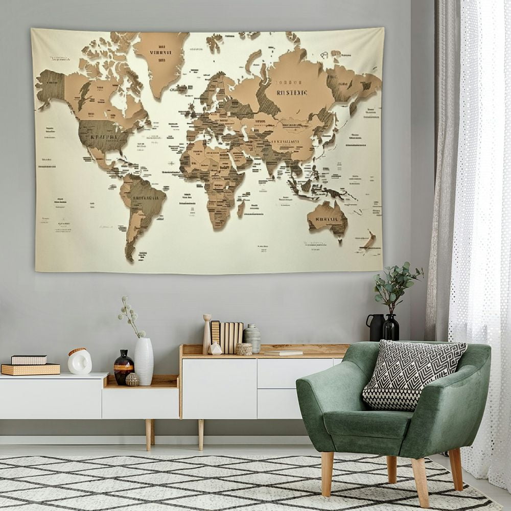 CANFLASHION Old World Map Tapestry Wall Hanging, Map Tapestry for Kids ...