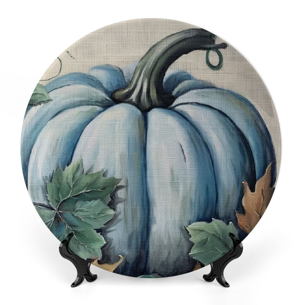 CANFLASHION Pumpkin Leaves Folk Art Bone China Decorative Plate Room ...