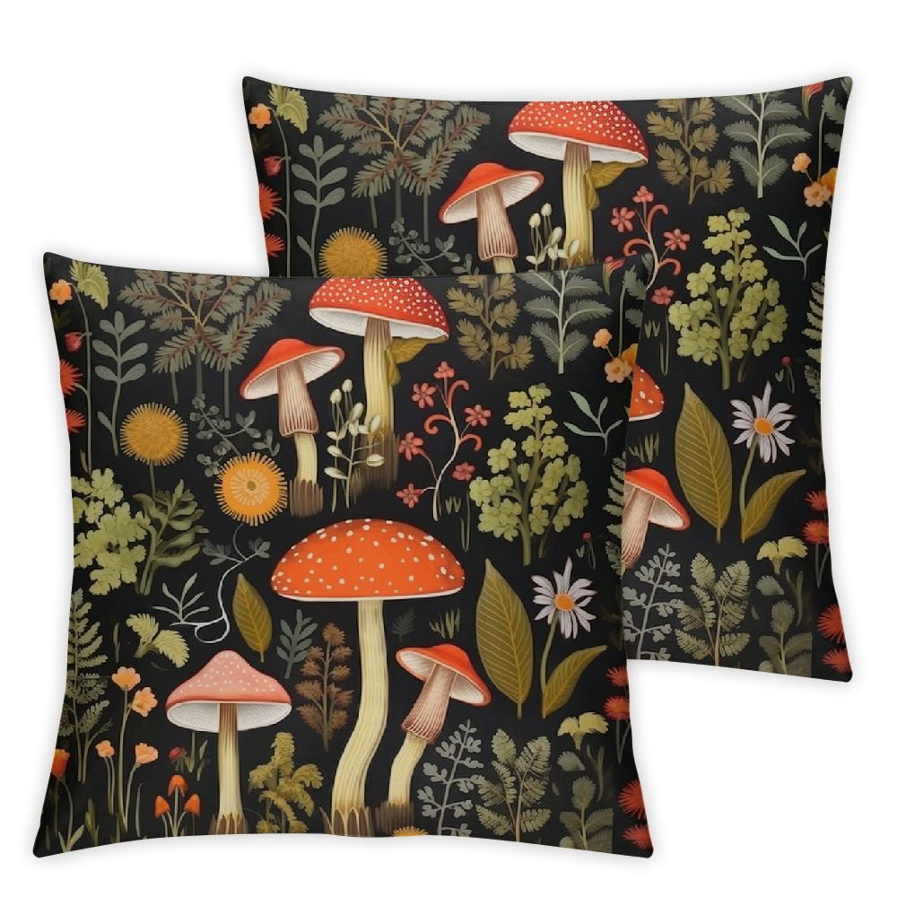 CANFLASHION Red Mushroom Pillow Cover Cute Moth Snail Animals Square ...