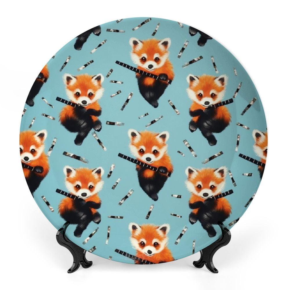 CANFLASHION Red Pandas Crossed Swords Furry Art Bone China Decorative ...