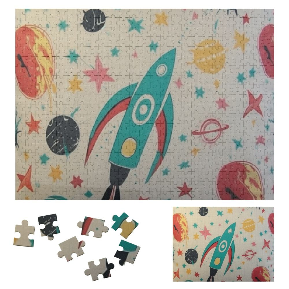 CANFLASHION Rocket Ship Wooden Jigsaw Puzzle for Adults and Kids ...