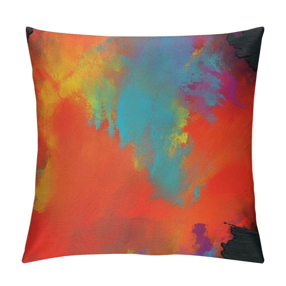 CANFLASHION Throw Pillow Covers Orange Spring Paint Colorful Red Blue ...