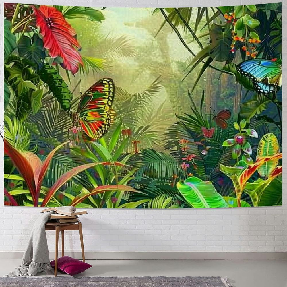 CANFLASHION Tropical Rainforest Landscape Tapestry, Jungle Tiger Plant ...