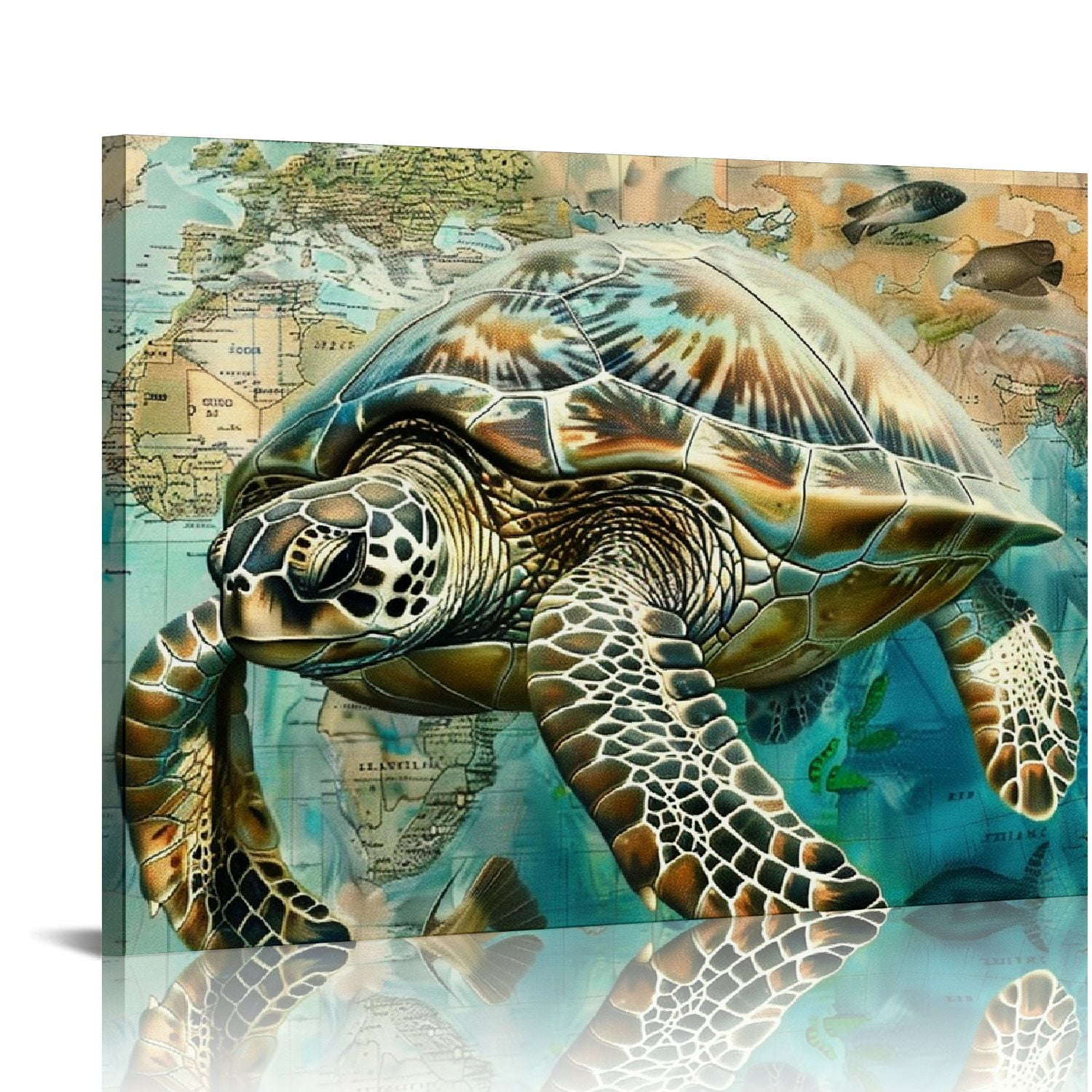 CANFLASHION Turtle Wall Art Beach Decor Ocean Sea Turtle Coastal Decor ...