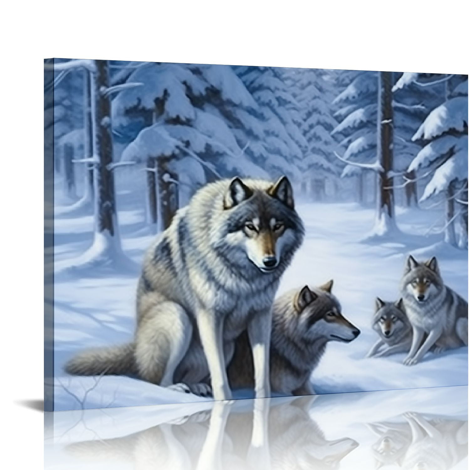 CANFLASHION Winter Wolf Canvas Prints Wall Art Paintings Blue Snowy ...
