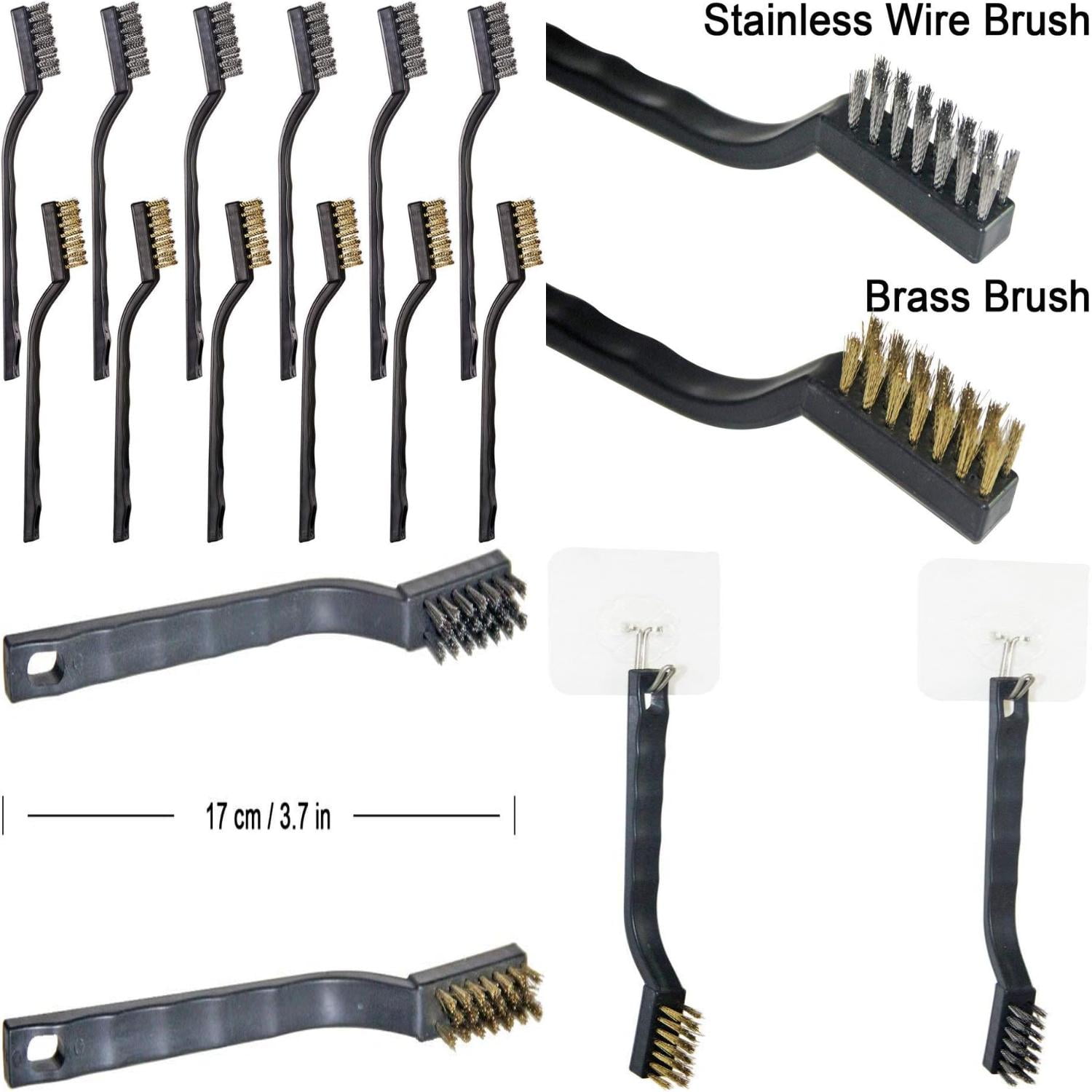 CANHWLUO 9pcs Mini Curved Handle Toothbrush Style Brass Wire Brushes ...