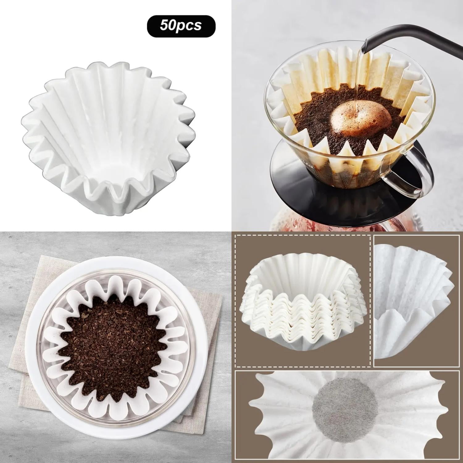CANHWLUO Efficient Disposable White Paper Basket Coffee Filter for 1/4 ...