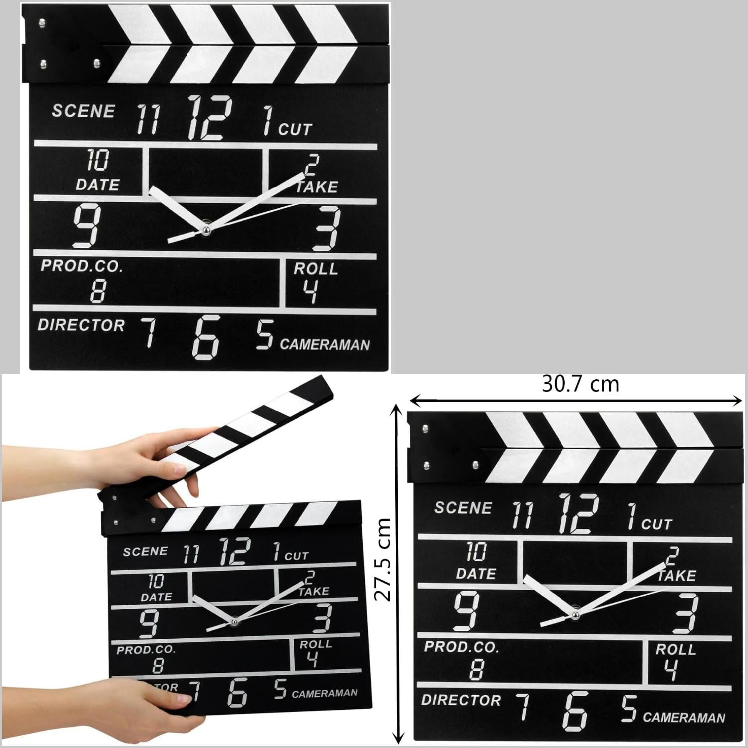 CANHWLUO Stylish Large Retro Cinema Movie Slate Analog Wall Clock ...