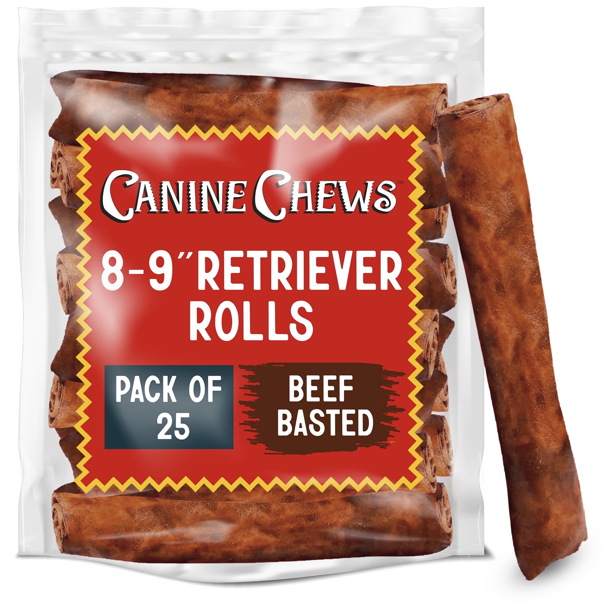 "Canine Chews Long Lasting 8-9"" Raw Beef Hide Large Dog Bones, 25 Pack ...