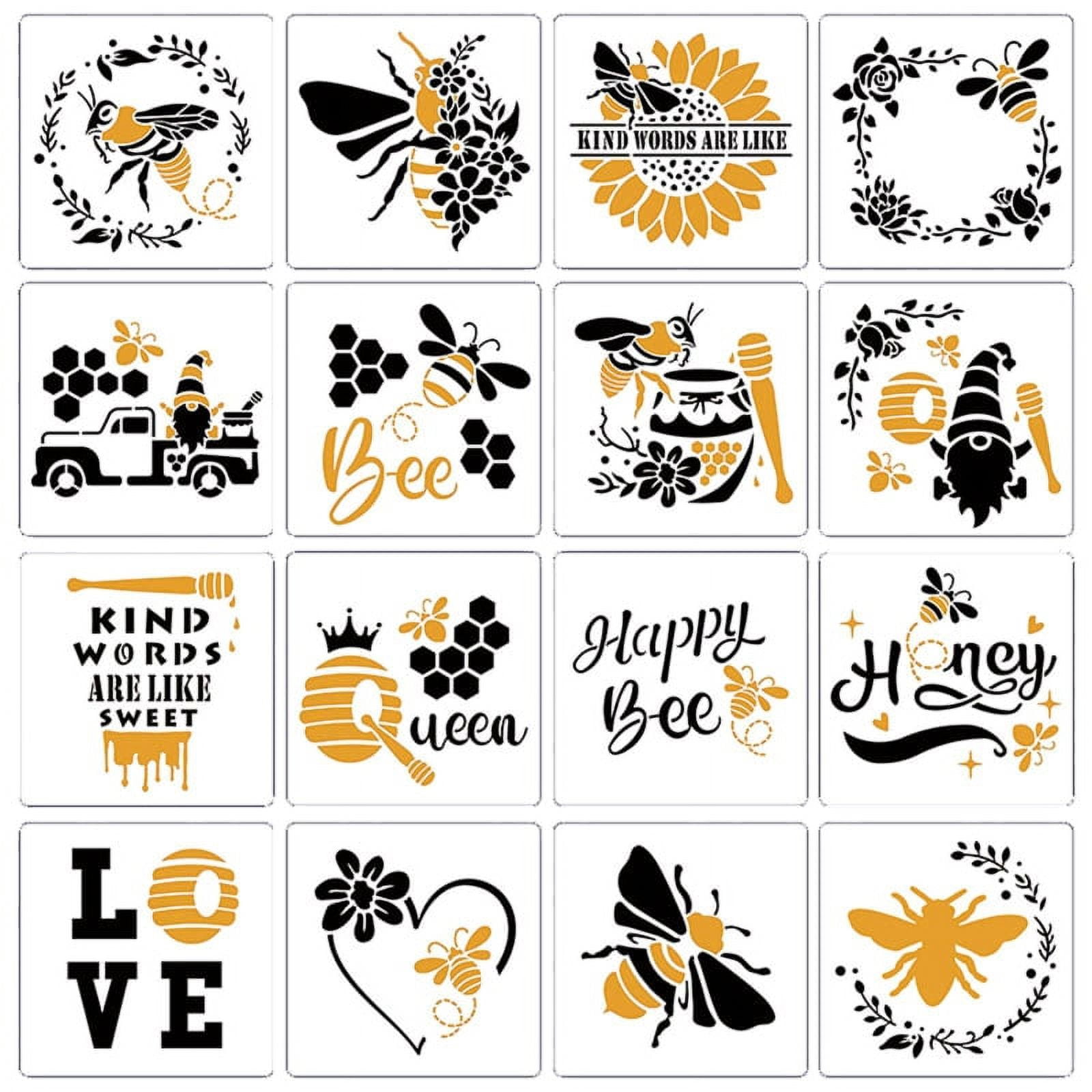 CANKER 24pcs Bee Flower Drawing Templates Large Resuable DIY Graffiti ...