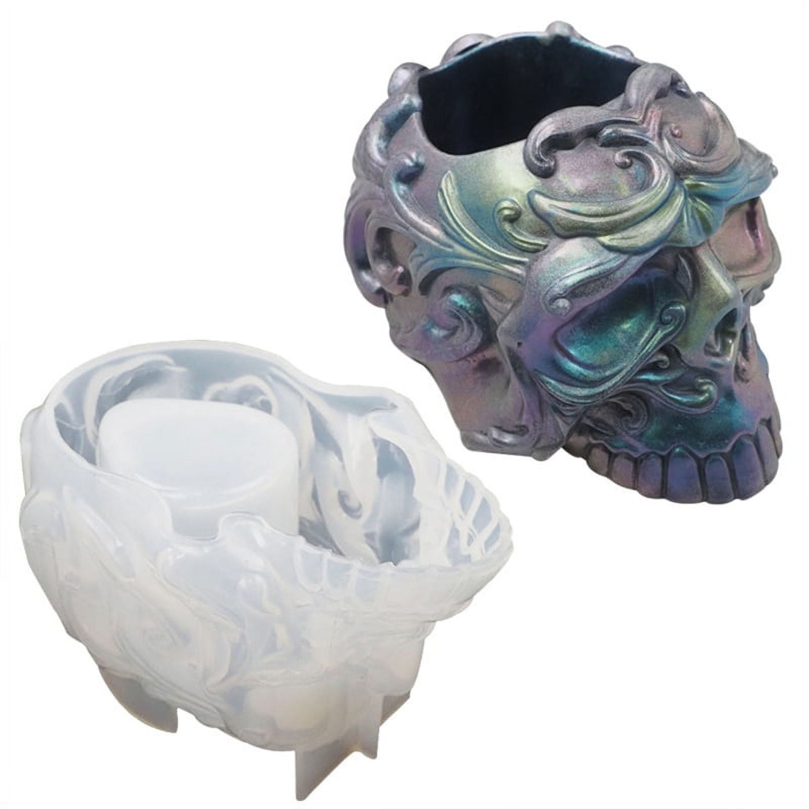 CANKER Skull Candle Holder Silicone Mould 3D Large Skull Shape Mold for ...