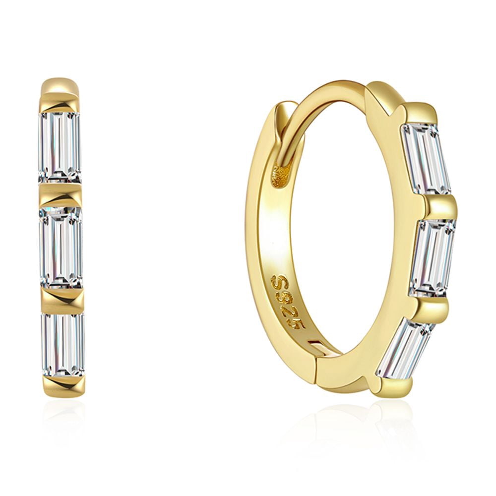 CANNER 925 Sterling Silver Glossy Hoop Earrings Gold Color Tiny ...