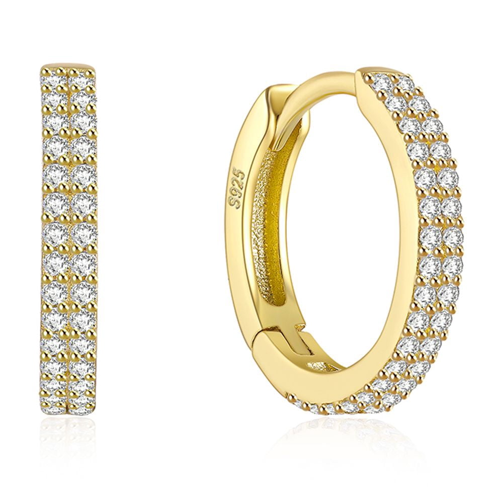 CANNER 925 Sterling Silver Glossy Hoop Earrings Gold Color Tiny ...