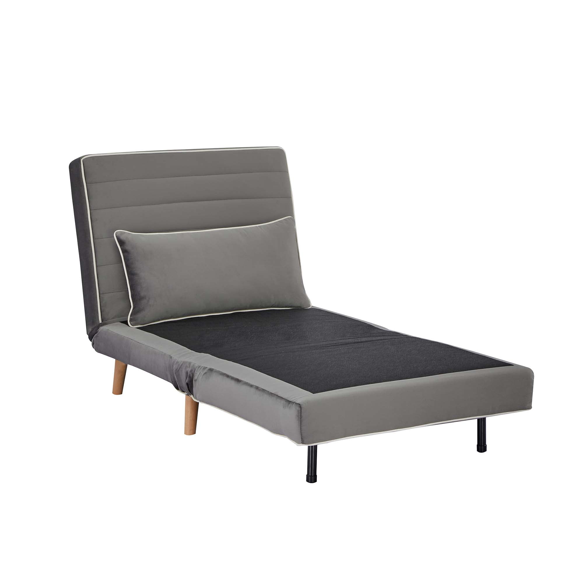 CANON Modern Velvet Foldable Sleeper Chair with Piping Design - 3 ...