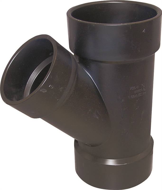 CANPLAS 102327LBC Reducing Pipe Wye, 4 x 4 x 3 in, Hub, ABS, Black ...