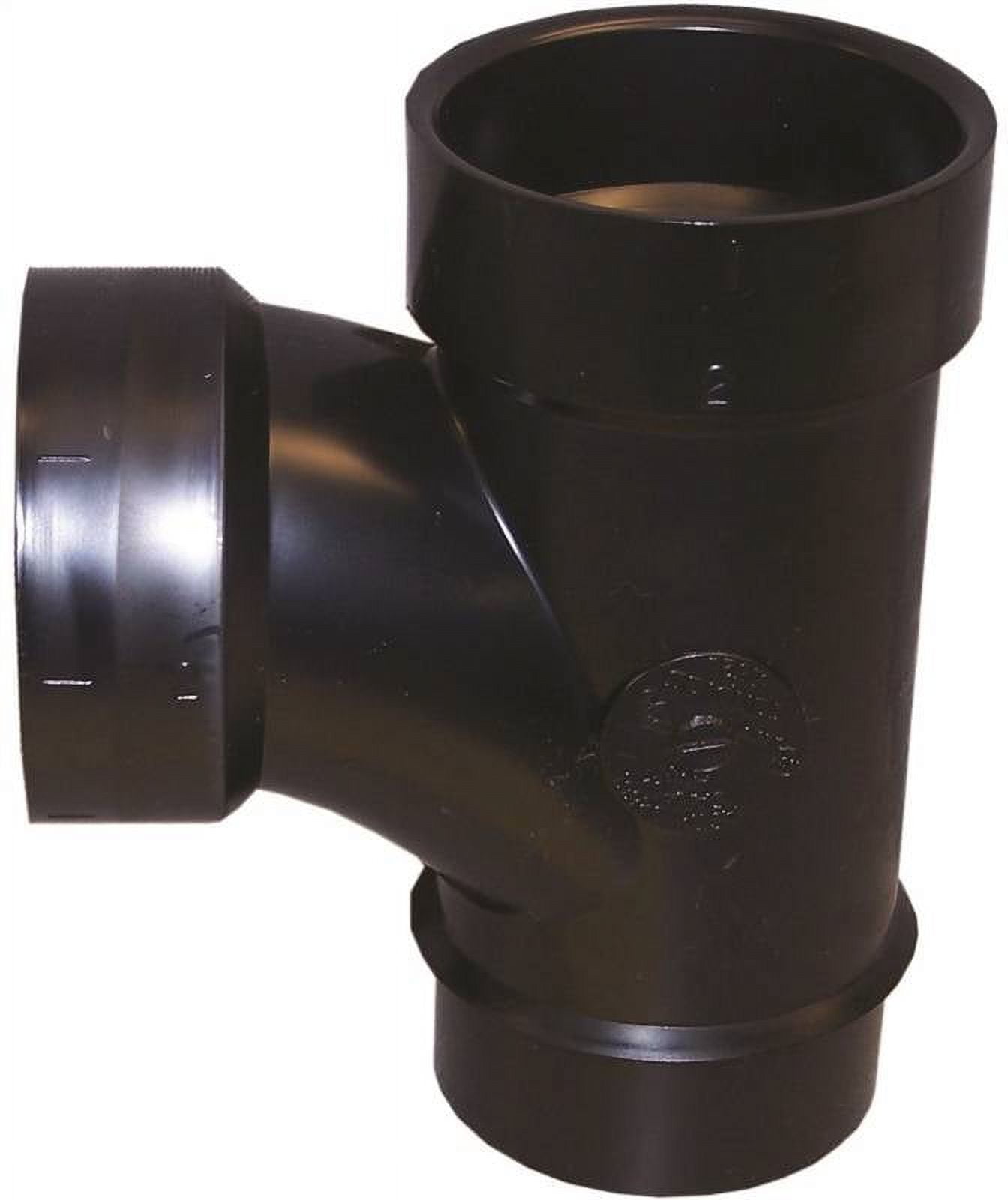 CANPLAS 105151LBC Sanitary Pipe Tee, 1-1/2 in, Spigot x Hub, ABS, Black ...