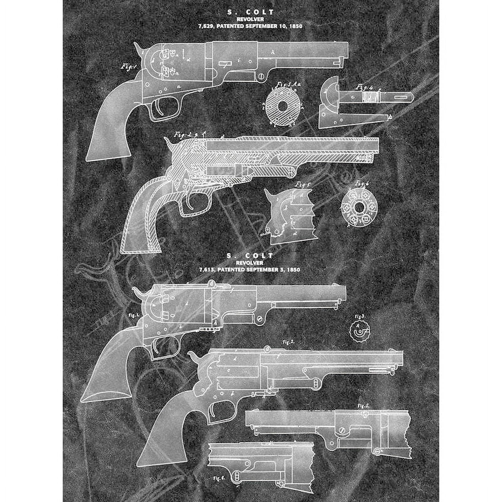 CANVAS Gun Revolver Blueprint in Black Vintage Advertisement 12 x 16 ...