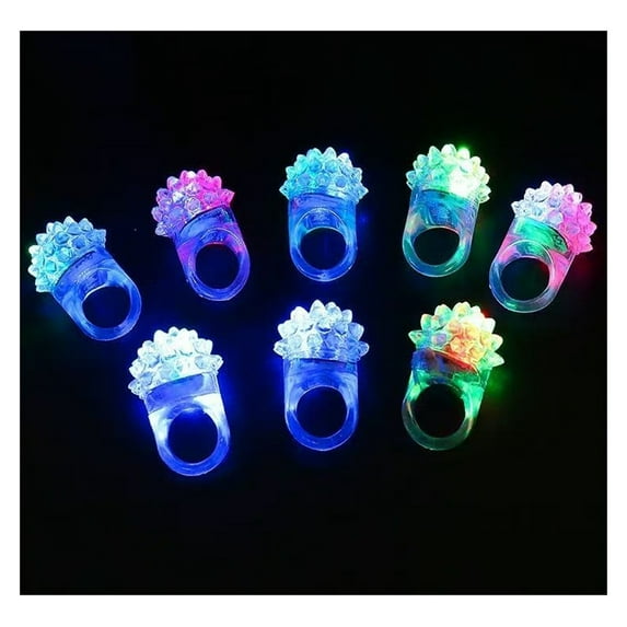 CAOYANG 24 pc White Flashing LED Light up Fluffy Soft Bumpy Ring Party Favor Bag Filler ...