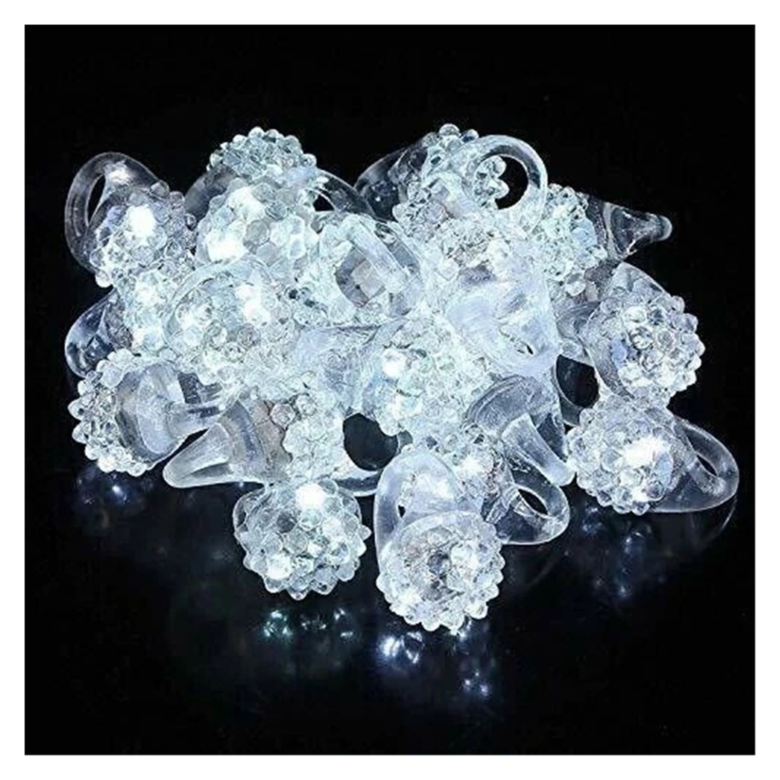CAOYANG 24 pc White Flashing LED Light up Fluffy Soft Bumpy Ring Party ...
