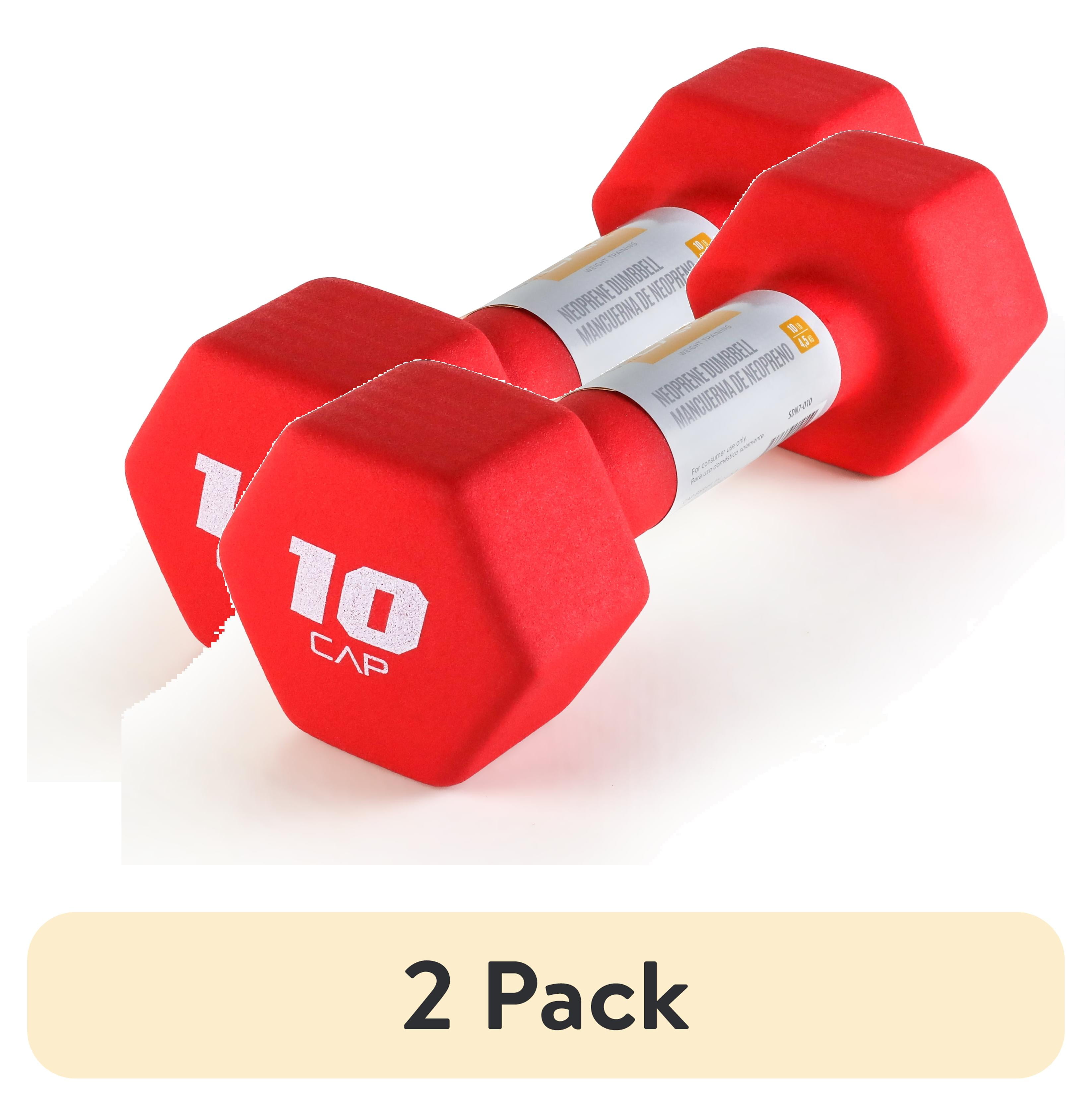 (2 pack) CAP 10lb Neoprene Dumbbell, Red, Single - Walmart.com