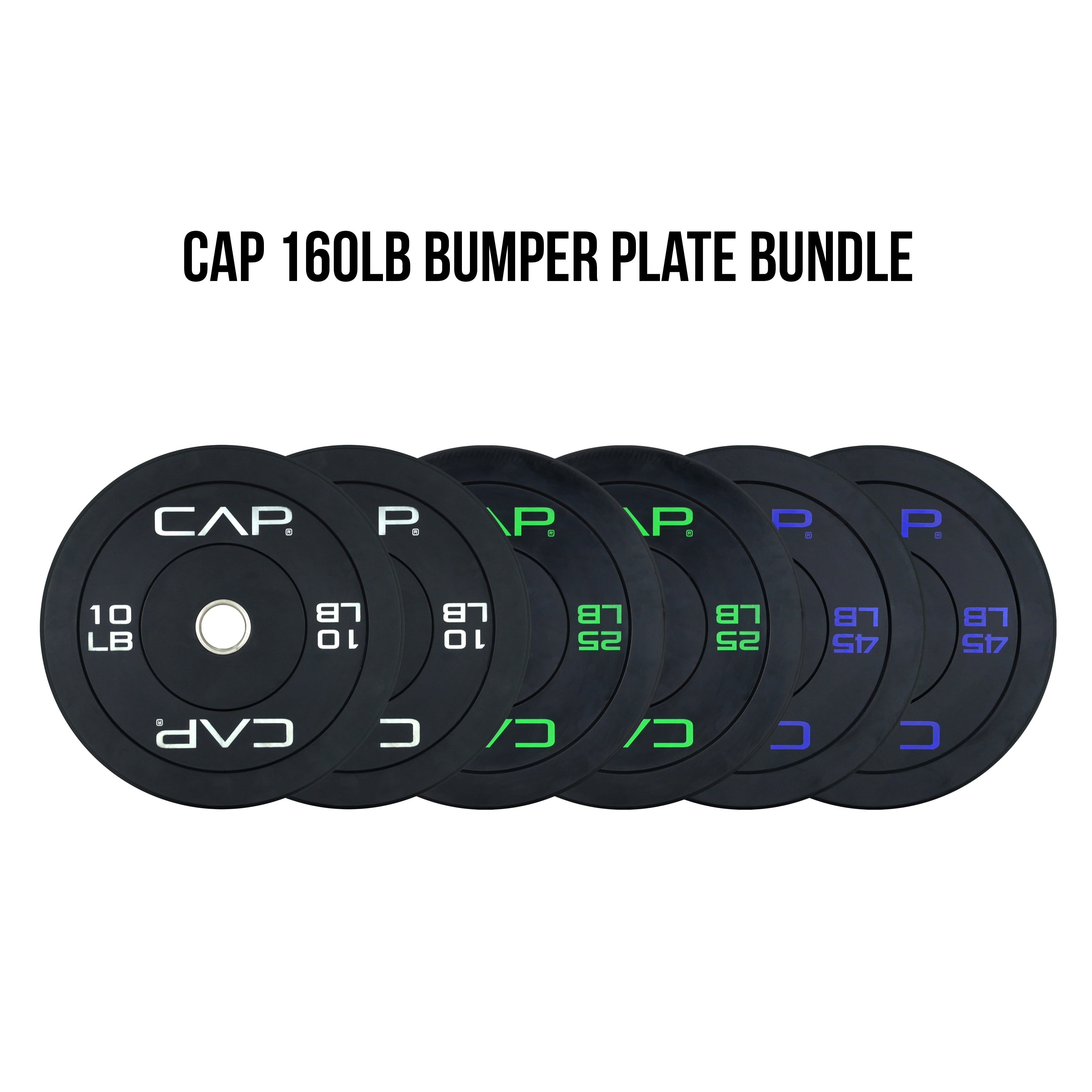 CAP 160lb Olympic Bumper Plate Weight Bundle, (2 x 10lb, 2 x 25lb and 2 ...