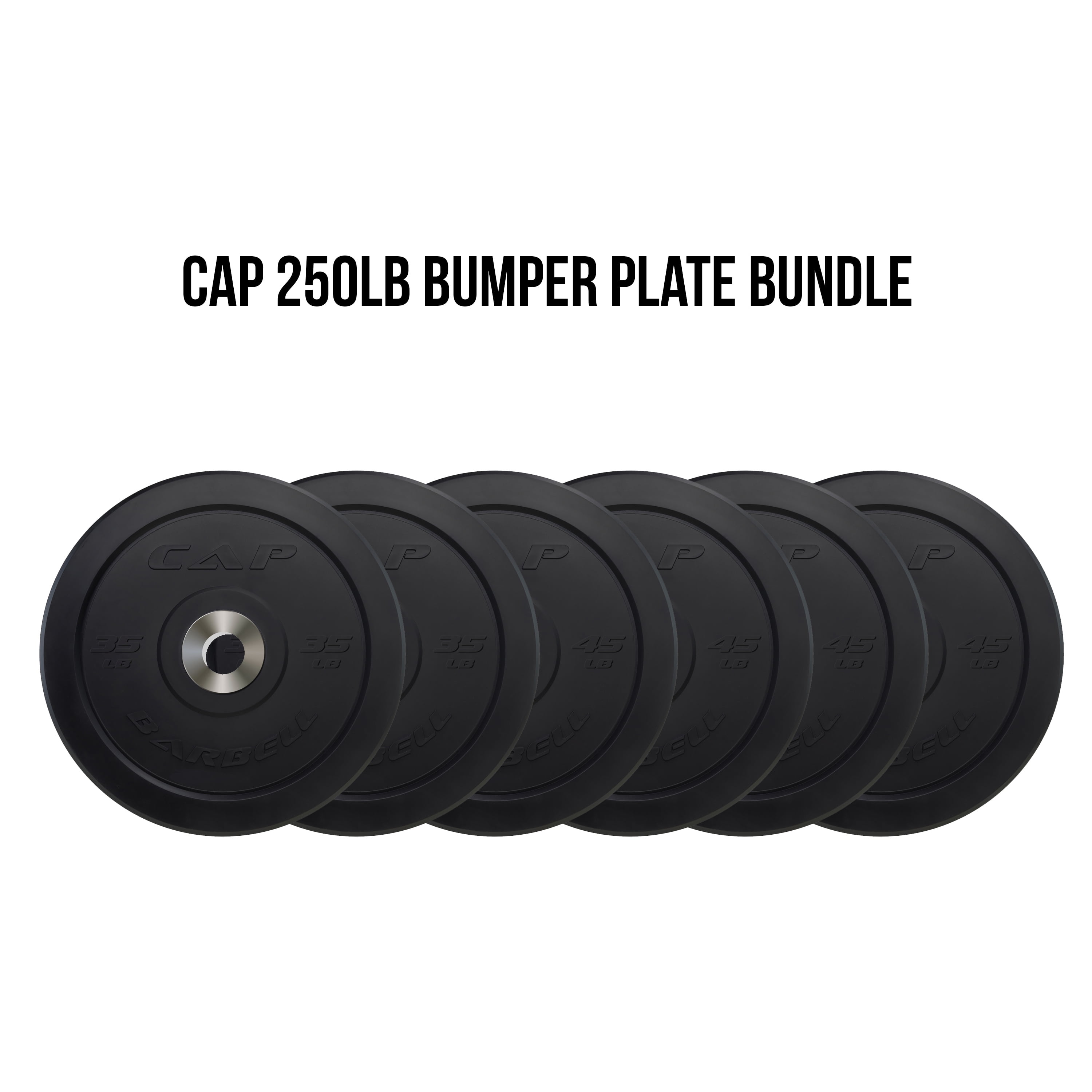 CAP Competition Bumper Weight Plate Set 4x45lb 2x35lb Steel Center ...