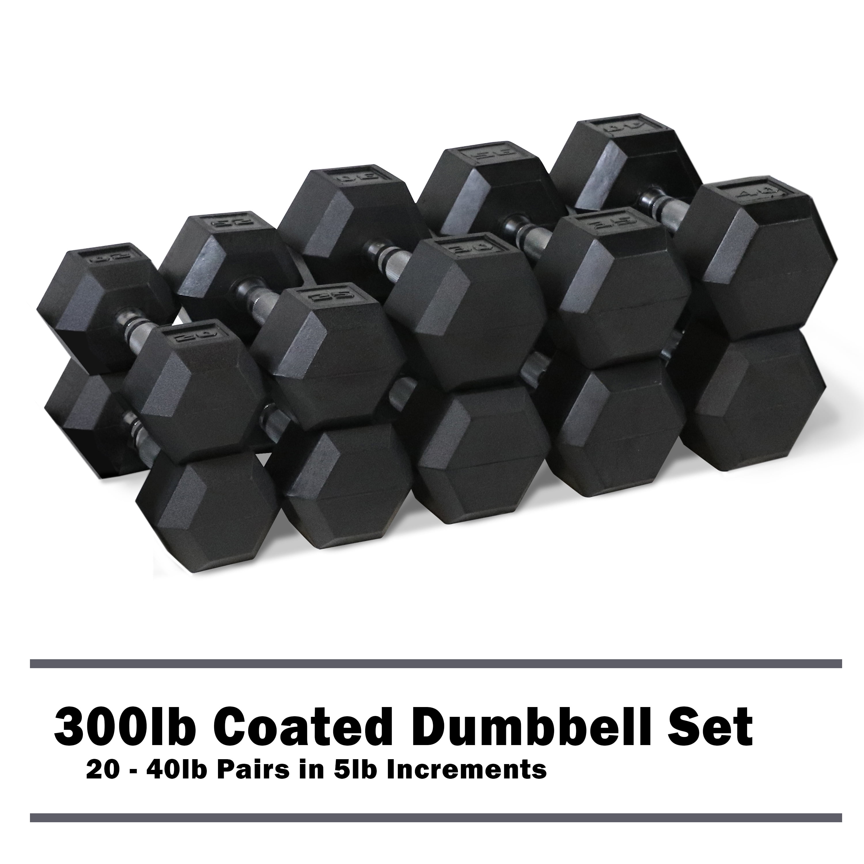 CAP 300lb Rubber Hex Dumbbell Set - Walmart.com