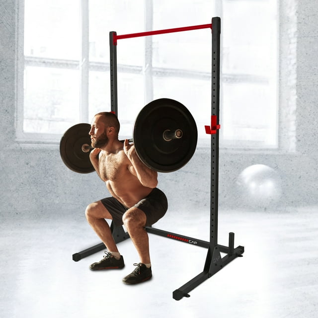 CAP Barbell MultiFunctional Power and Squat Rack with CAP Olympic 110lb ...