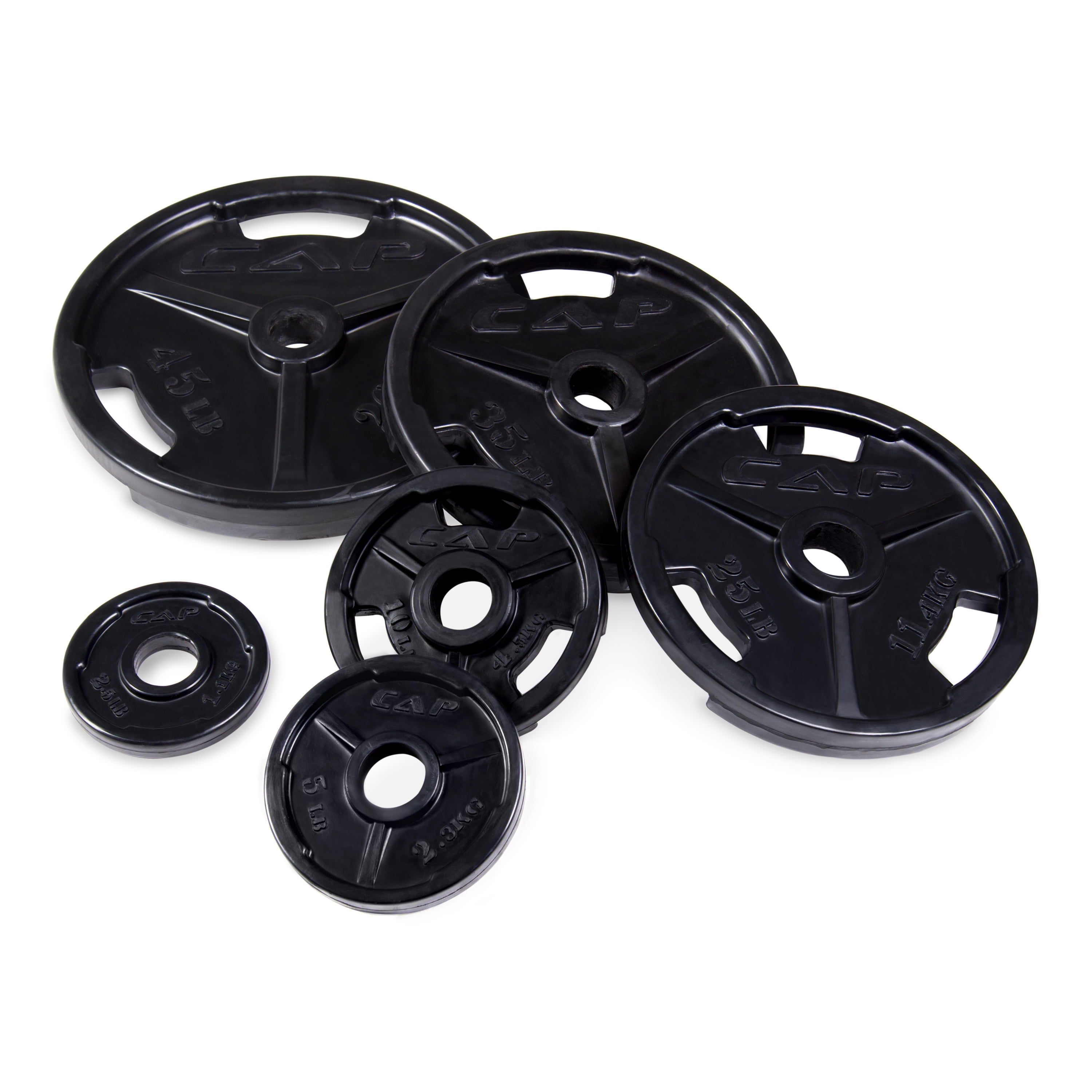 CAP Barbell Olympic Rubber Encased Commercial Grip Plate, 2.5-45 lb ...