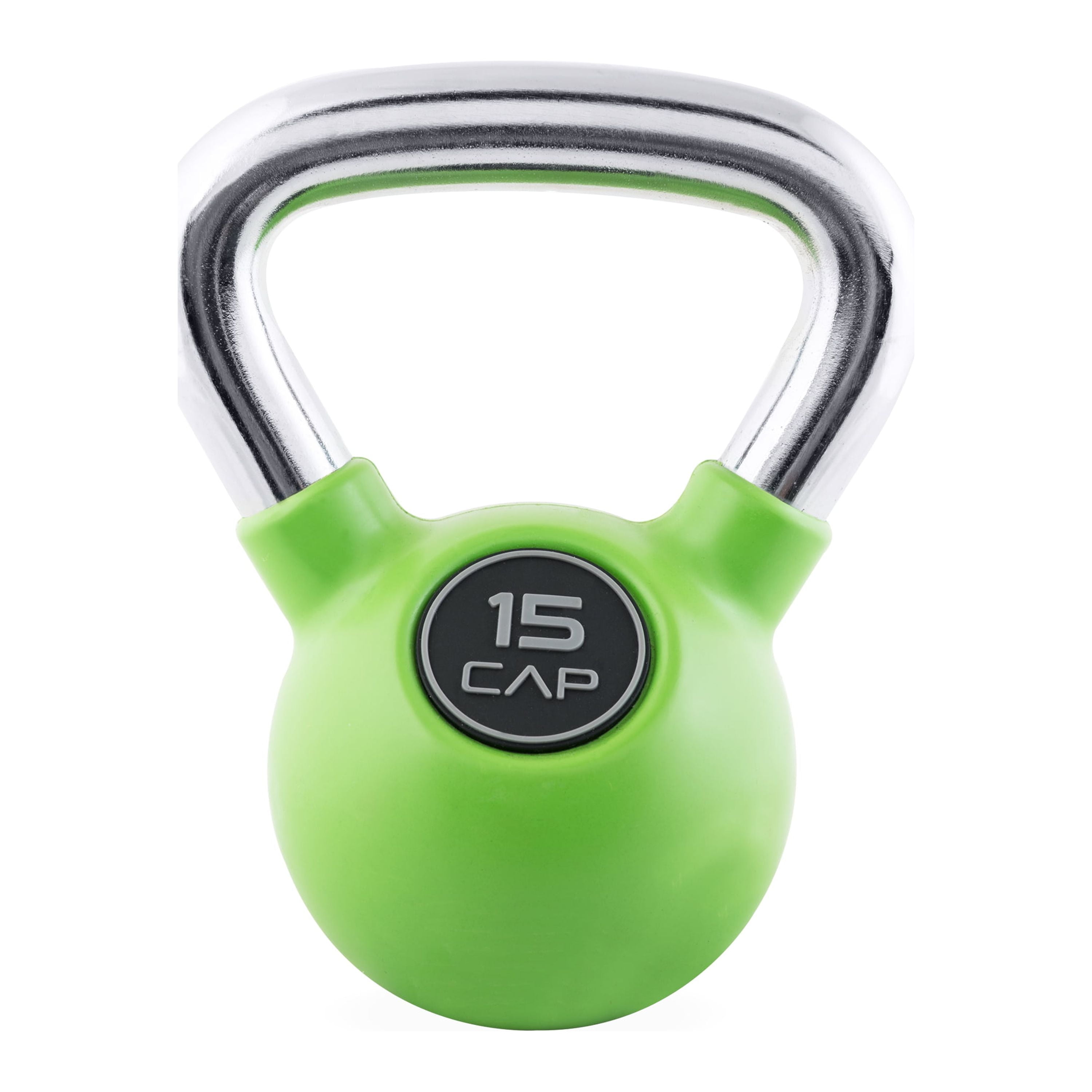 CAP Barbell 15lb Rubber Coated Kettlebell - Solid Cast Iron - Walmart.com