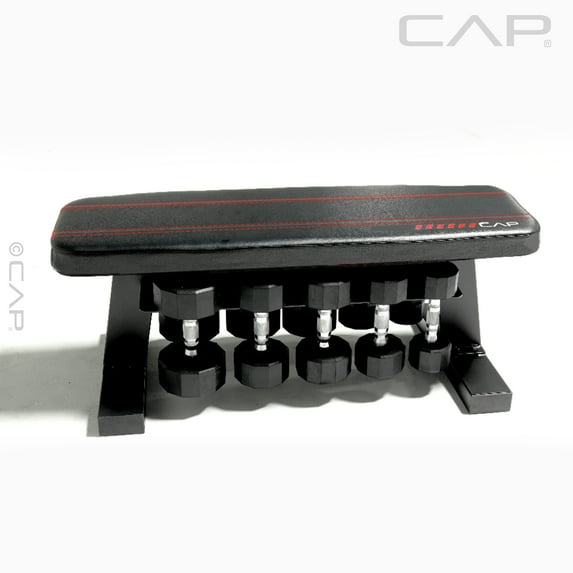 CAP Deluxe Exercise Training Flat Bench with Dumbbell Storage (Weight ...