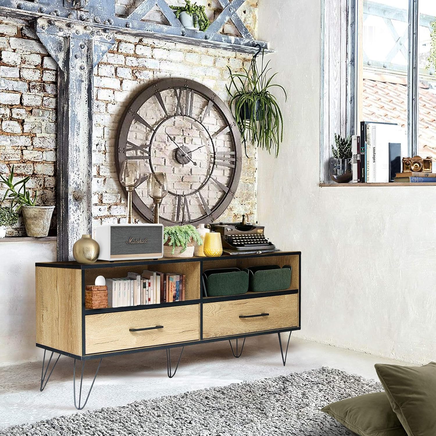 CAP LIVING Classic Multipurpose Wood TV Media Console for TV up to 50 ...