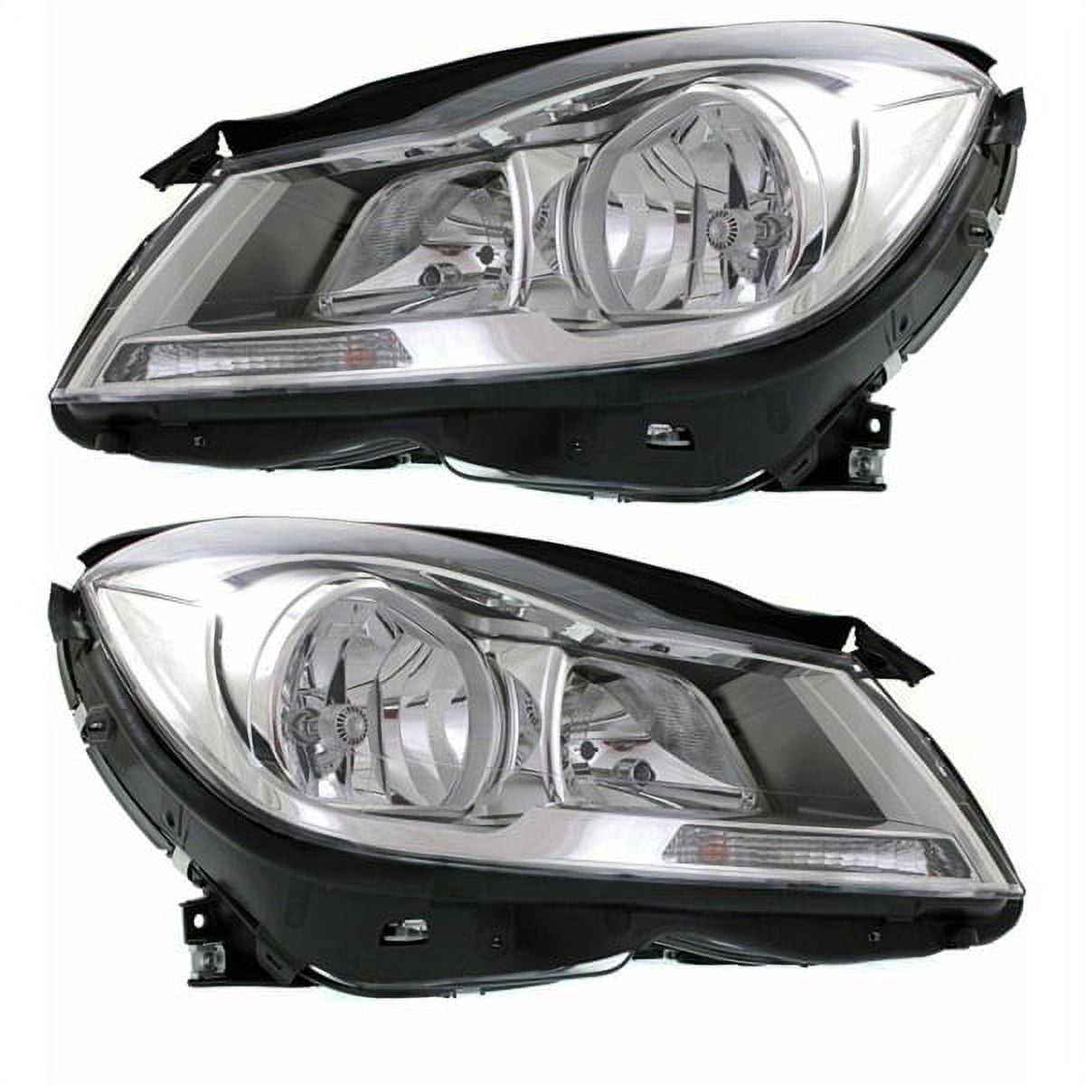 CAPA For 12-14 C-Class Halogen Headlight Headlamp Chrome Bezel w/Bulb ...