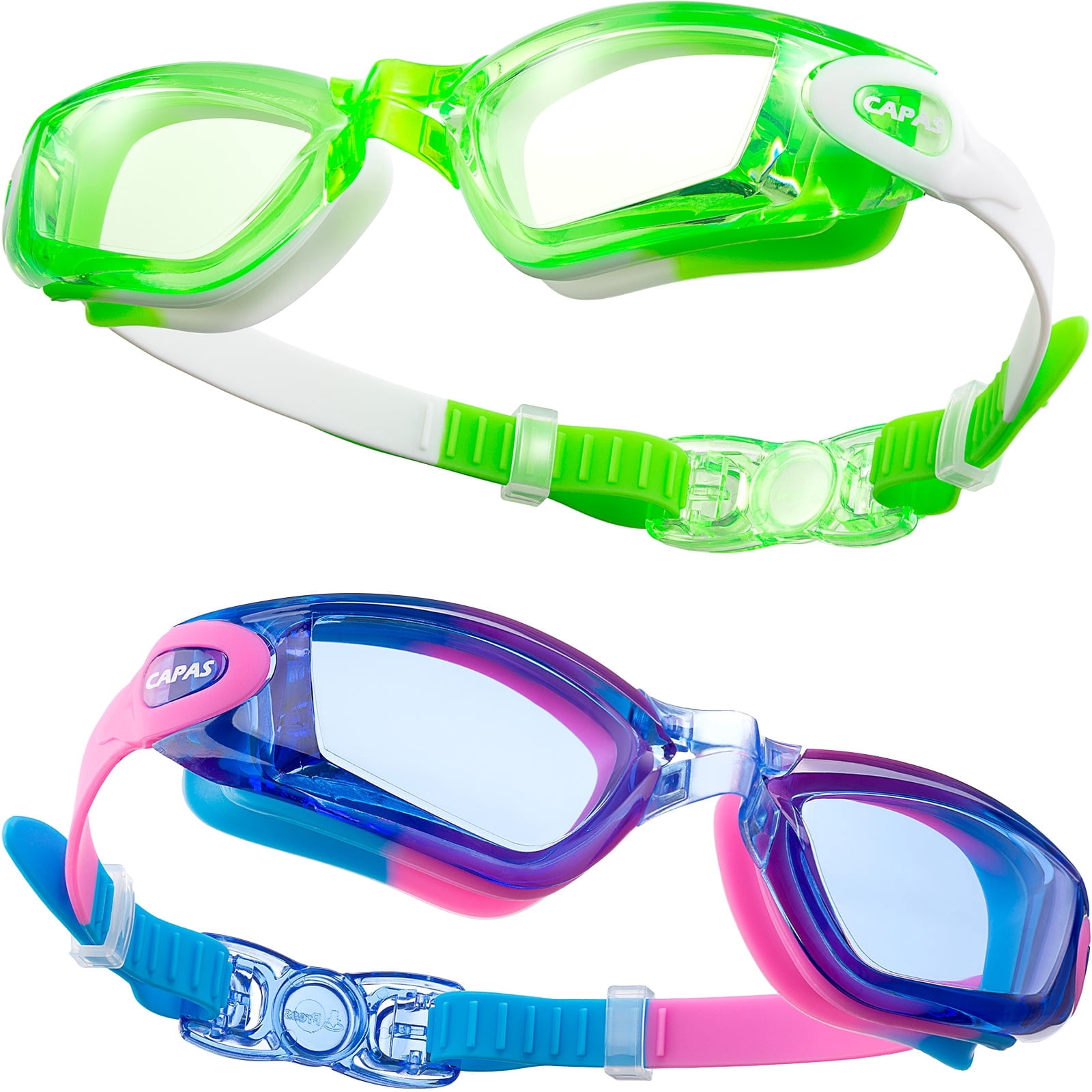 CAPAS Kids Swim Goggles, Pack of 2 Waterproof Anti-Fog Anti-UV Water ...