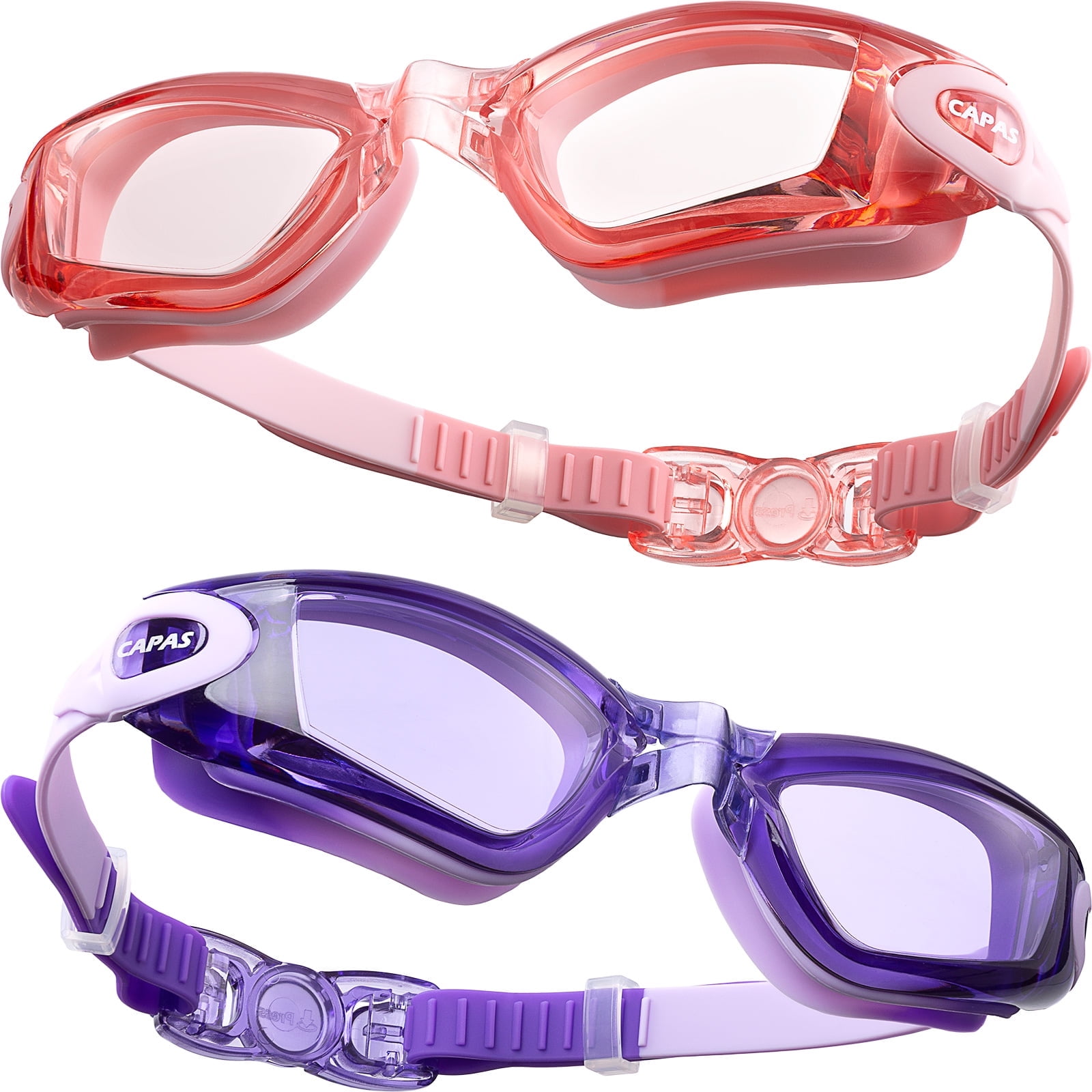 CAPAS Kids Swim Goggles, Pack of 2 Waterproof Anti-Fog Anti-UV Water ...