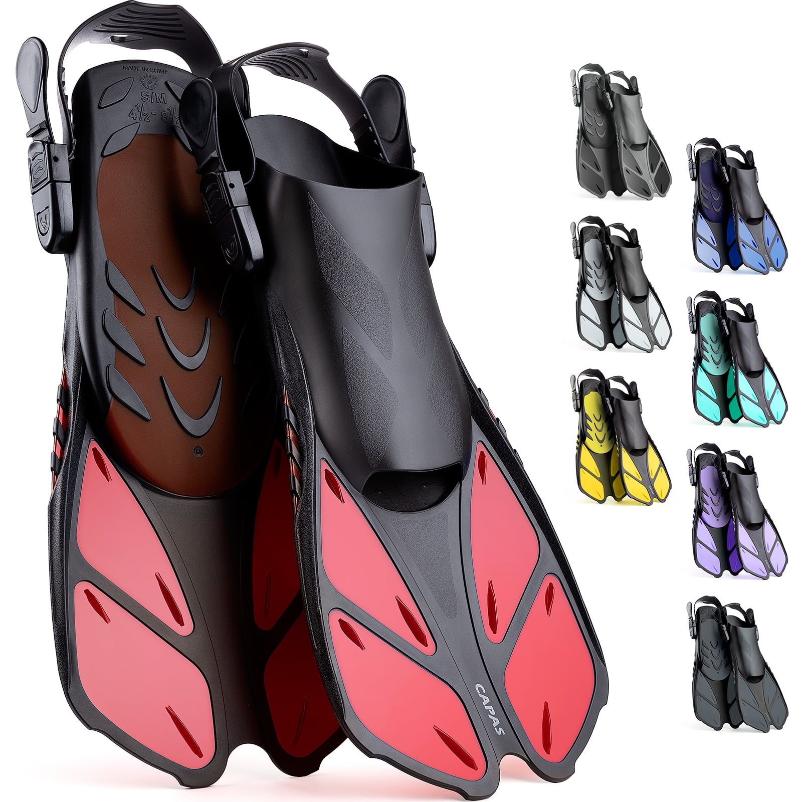 CAPAS Snorkel Fins, Swim Fins Travel Size Short Adjustable for ...
