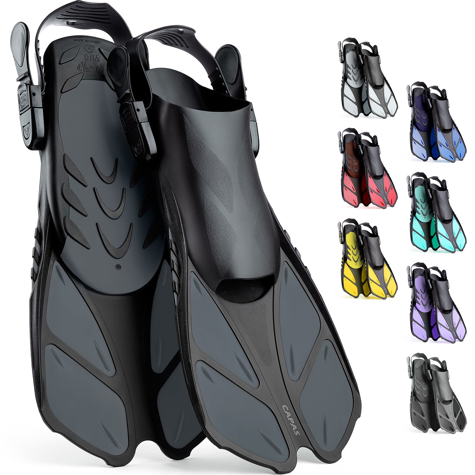 CAPAS Snorkel Fins, Swim Fins Travel Size Short Adjustable for ...