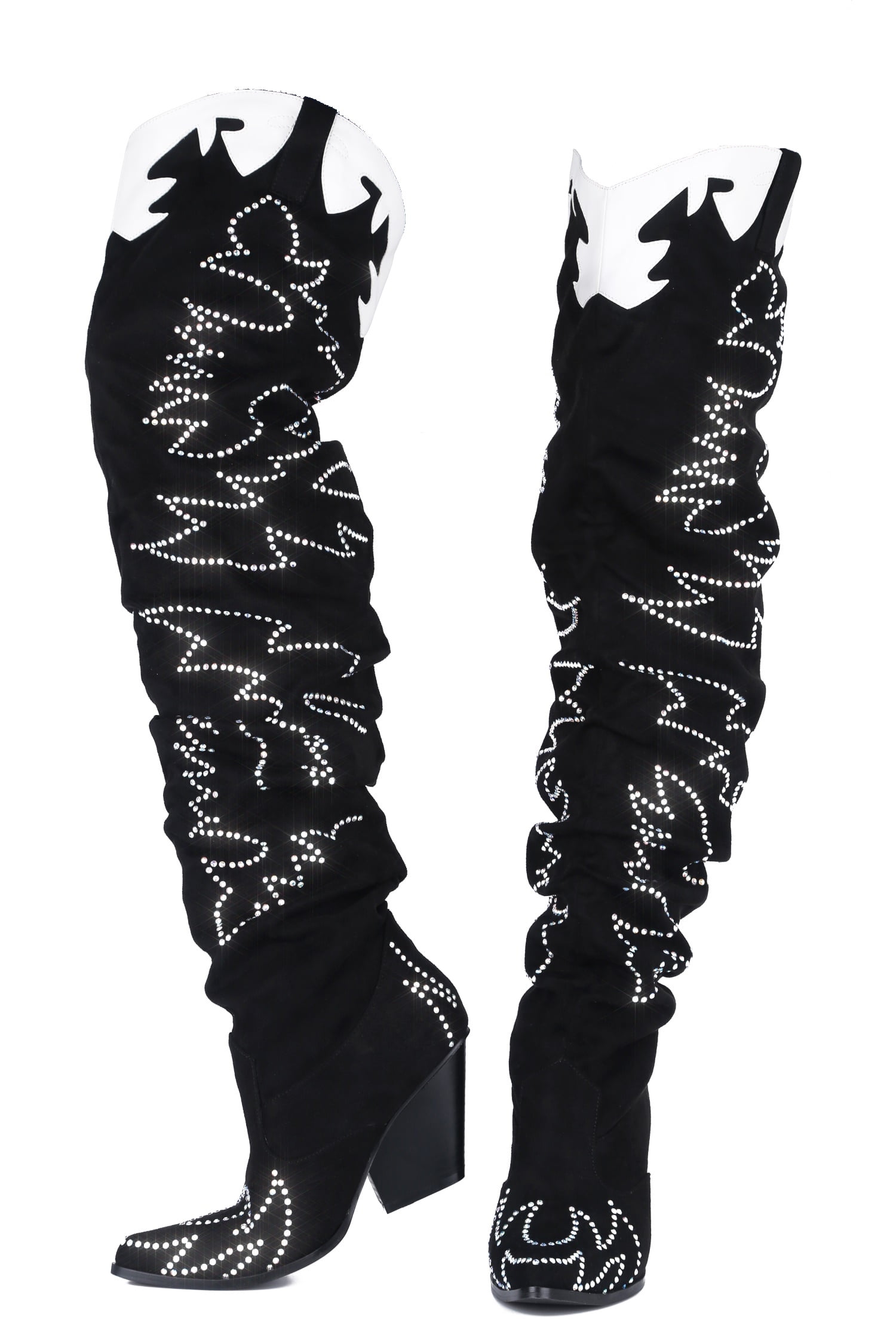 CAPE ROBBIN Kelsey-21 Black White Rock Star Western Pointed Slouchy ...