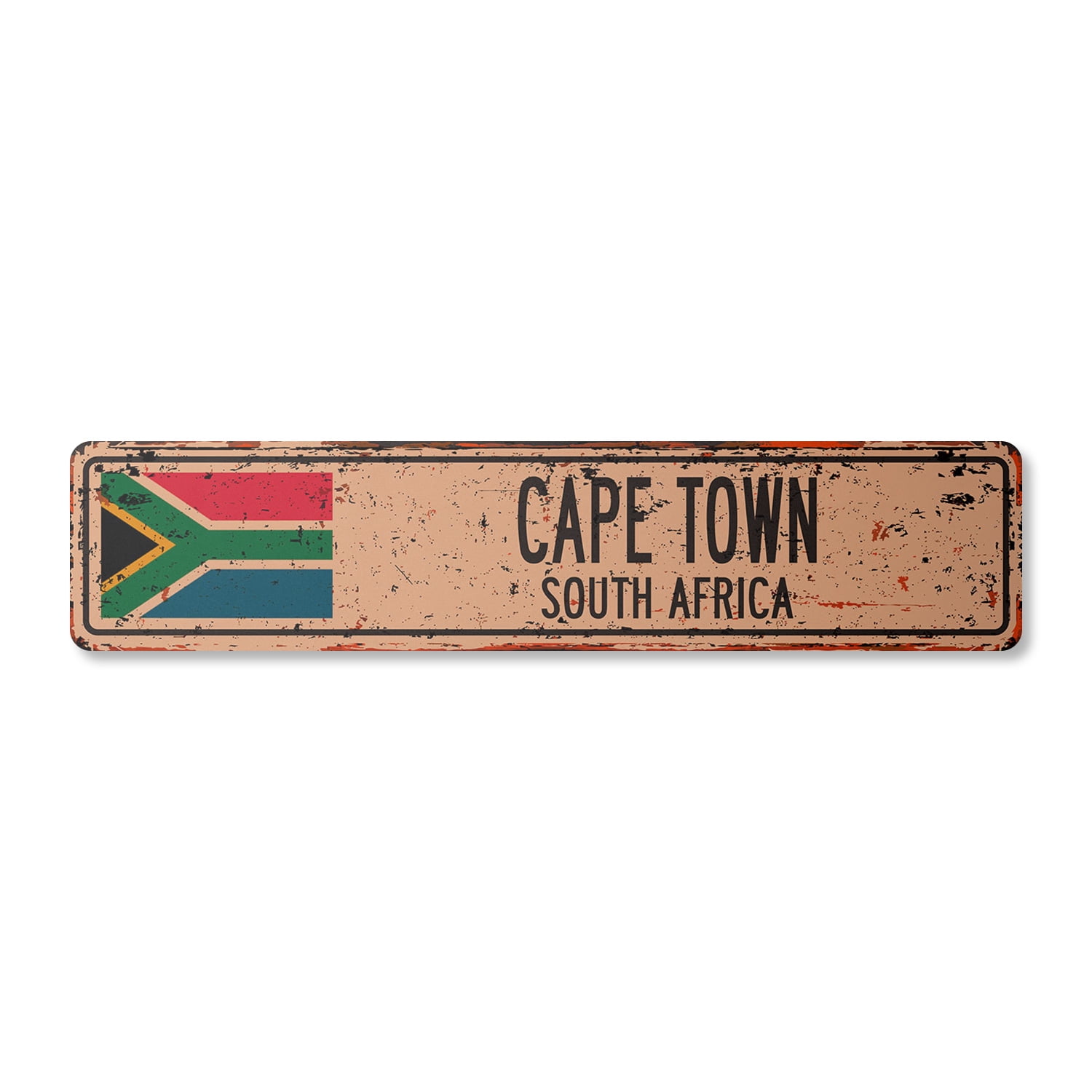 CAPE TOWN SOUTH AFRICA Vintage Plastic Street Sign South African flag ...