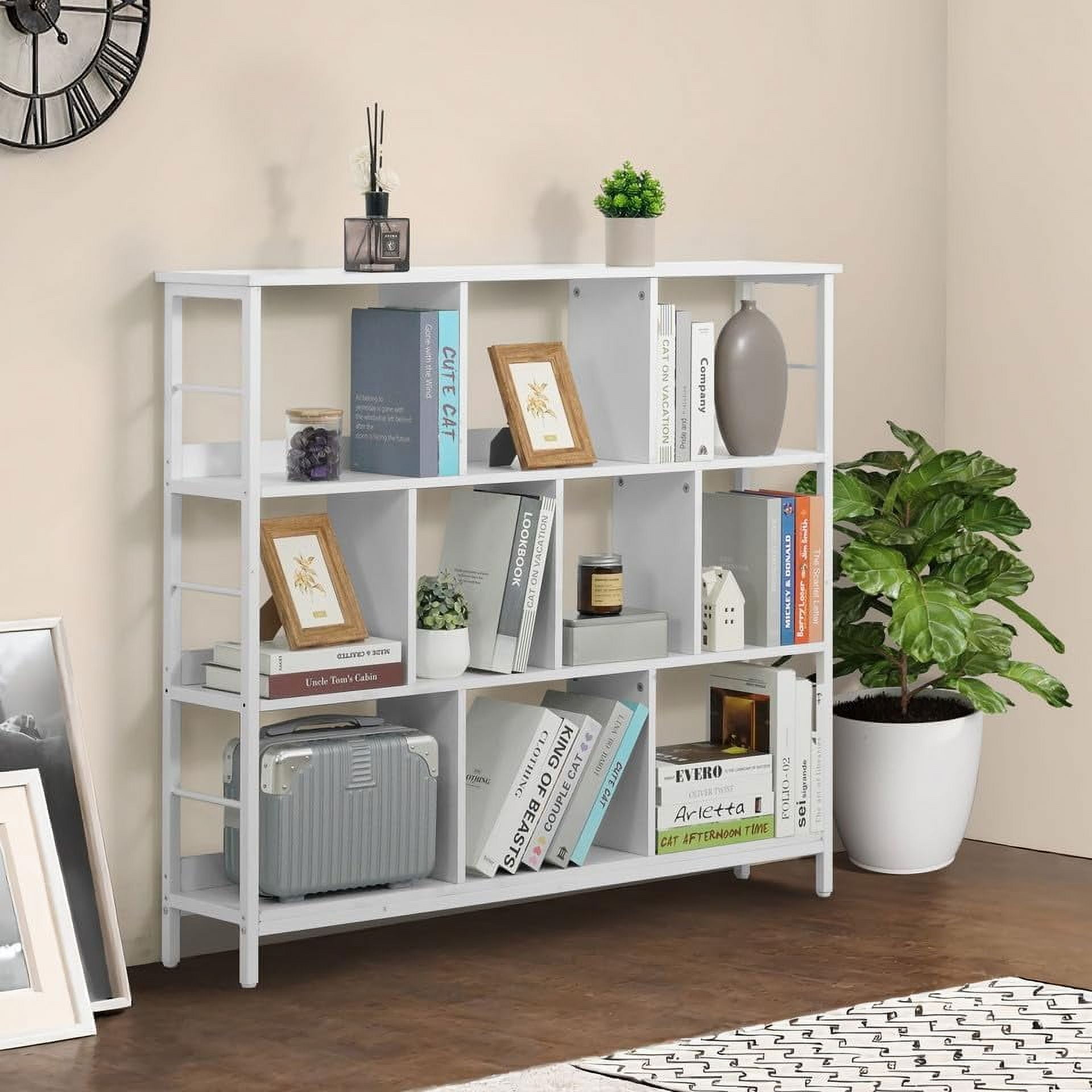 CAPHAUS 10 Cube Storage Organizer, 48” Wide 3 Tier White Industrial ...
