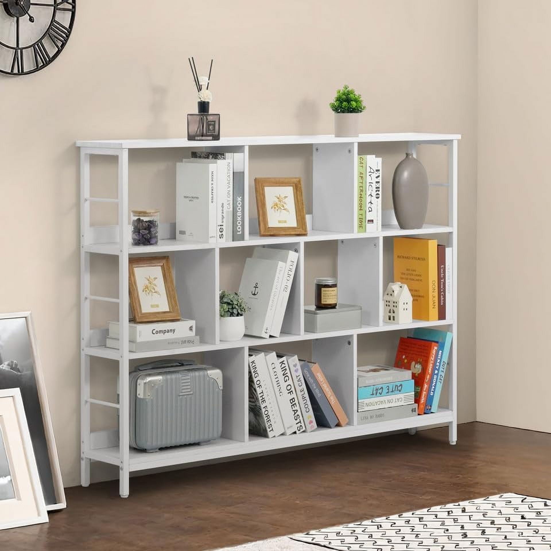 CAPHAUS 10 Cube Storage Organizer, 55” Wide 3 Tier White Open Shelf ...