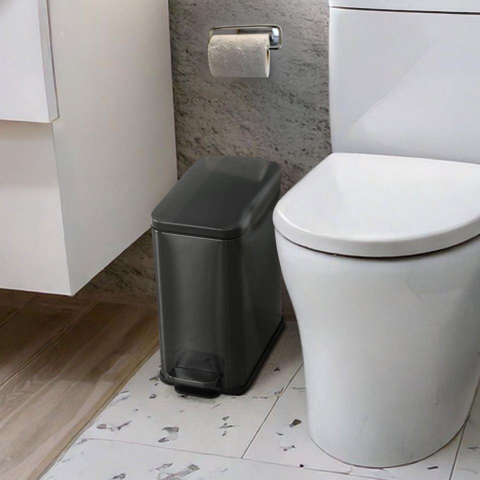 CAPHAUS 2.6 Gallon (10L) Small Trash Can with Soft-Close Lid, Stainless ...