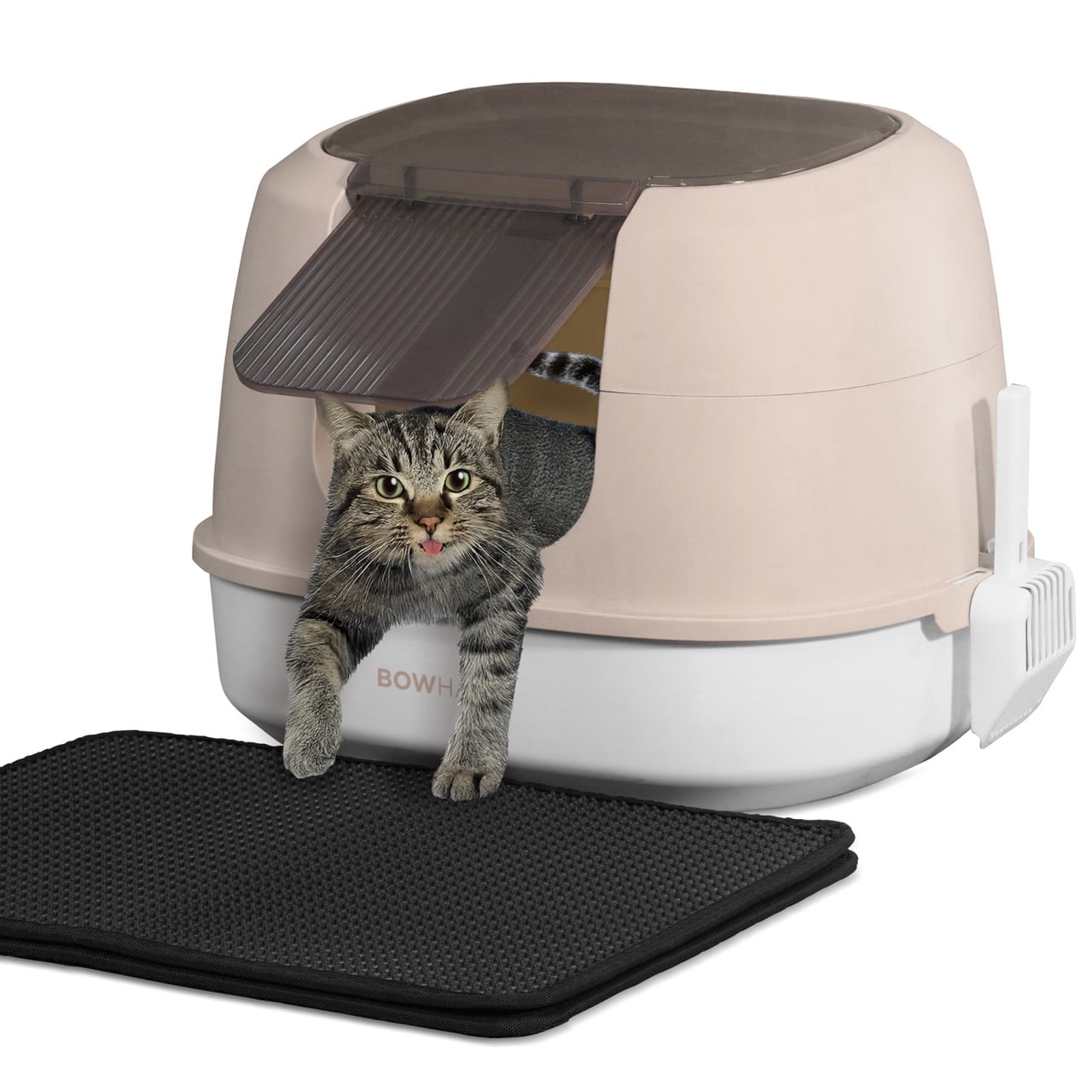 CAPHAUS 3-in-1 Detachable Cat Litter Box w/ Lid, Large Anti-Leakage Cat ...