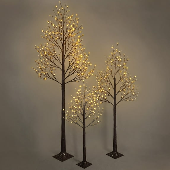 CAPHAUS Artificial Willow Twinkling Twig Tree Set, 4ft 6ft 8ft, LED ...
